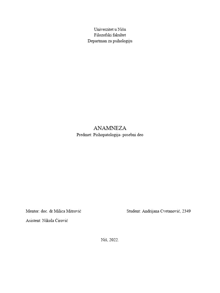 Anamneza - 2349 | PDF