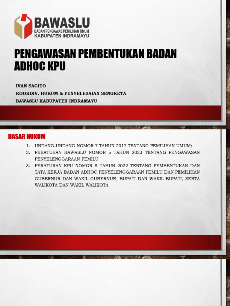 Pengawasan Badan Adhoc Bawaslu | PDF