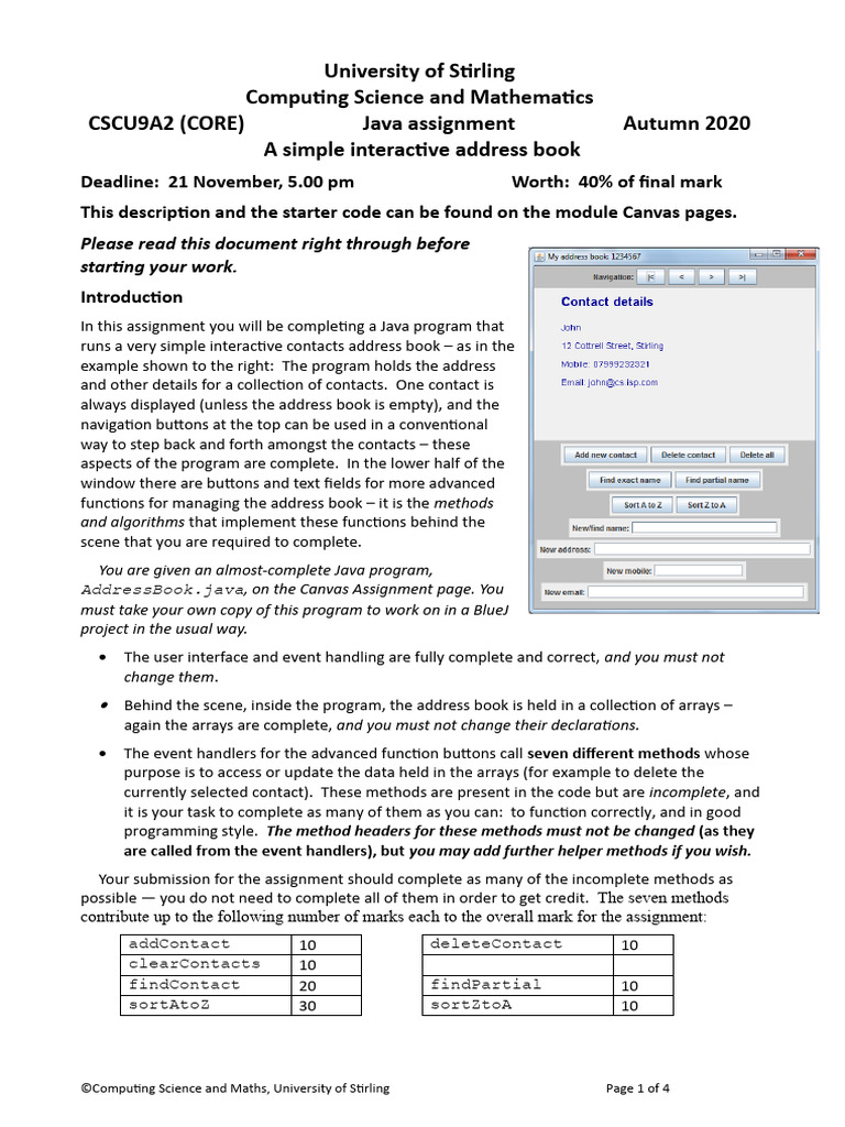 Address Book Description | PDF | Computer Program | Programming
