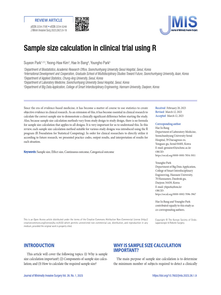 Sample Size Calculation | PDF | Type I And Type Ii Errors | Effect Size
