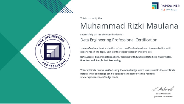 Sertifikat Rapidminer | PDF | Computers