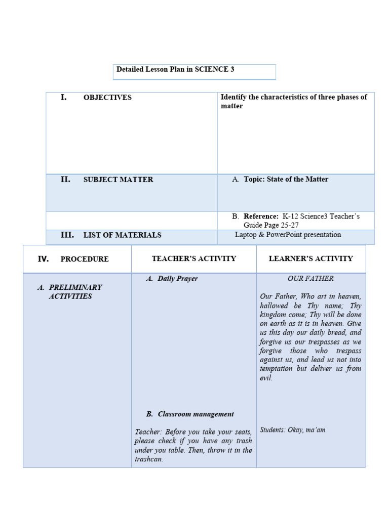 Phases of Matter Lesson Plan for K-3 | PDF | Matter | Liquids