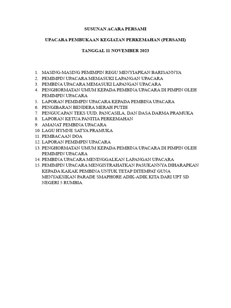 Susunan Acara Persami | PDF | Sains & Matematika