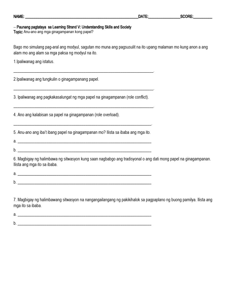 Anu-Ano Ang Mga Ginagampanan Kong Papel | PDF