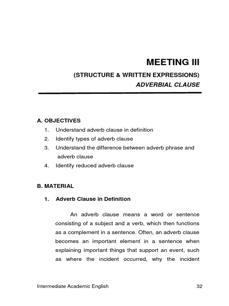 22pam0062 Intermediate Academic English Part3 | PDF | Adverb | Clause