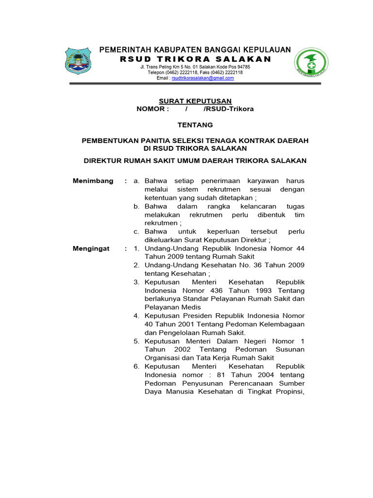 Iv. SK Tim Panitia Seleksi | PDF