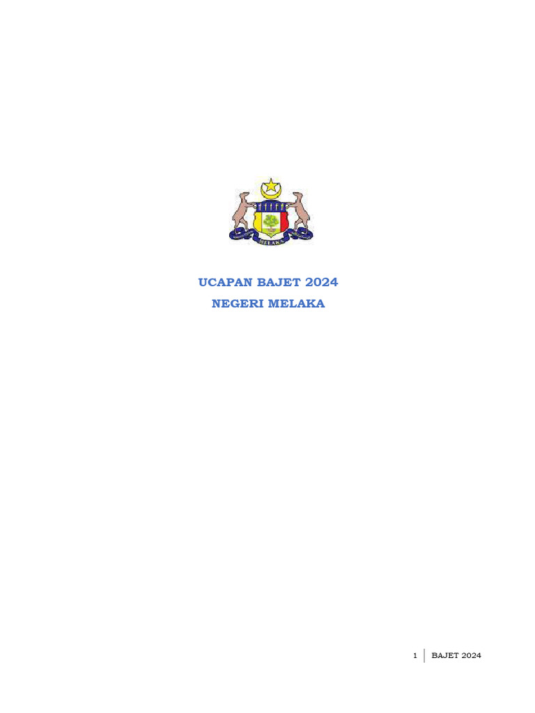 Teks Ucapan Bajet 2024 Negeri Melaka | PDF Teks Ucapan Bajet 2024 Negeri Melaka | PDF