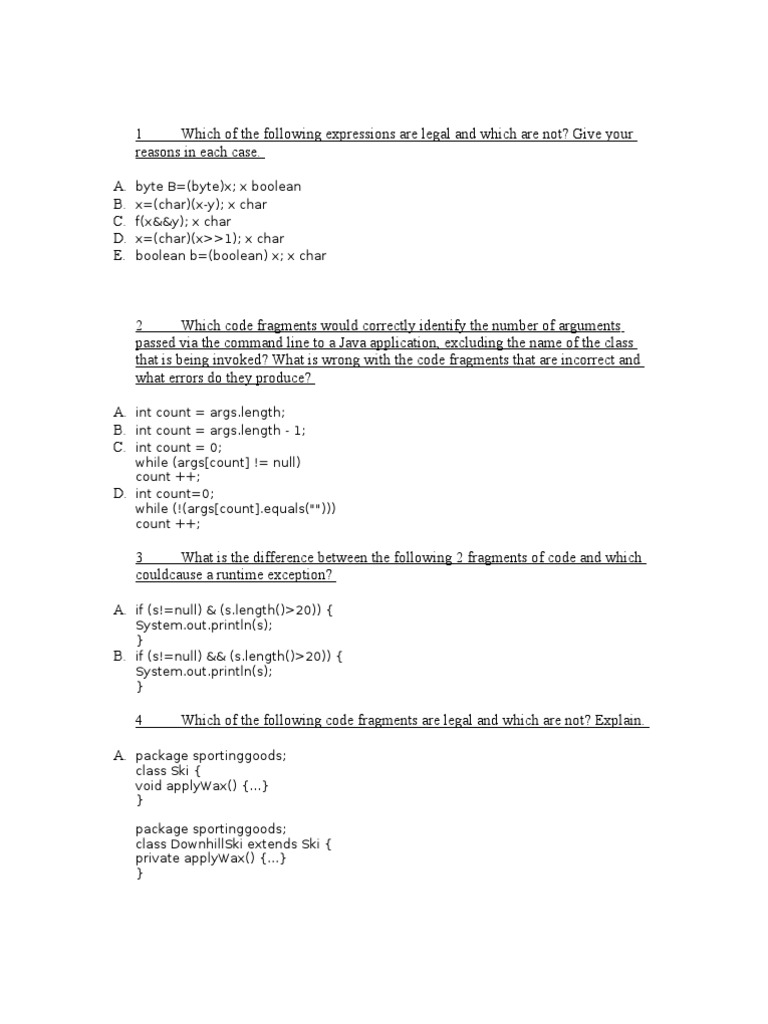 Java Questions Pdf C Programming Language Class Computer Programming