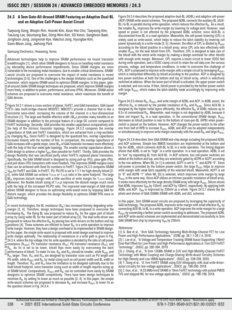 24.3 A 3nm Gate-All-Around SRAM Featuring An Adaptive Dual-BL and An ...