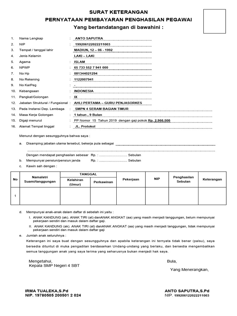 Contoh Format KP4 Terbaru | PDF
