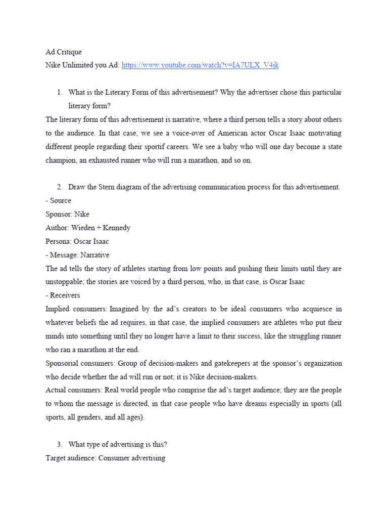 Ad Critique | PDF | Advertising | Persuasion