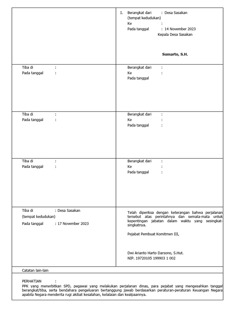 Form SPPD Belakang | PDF