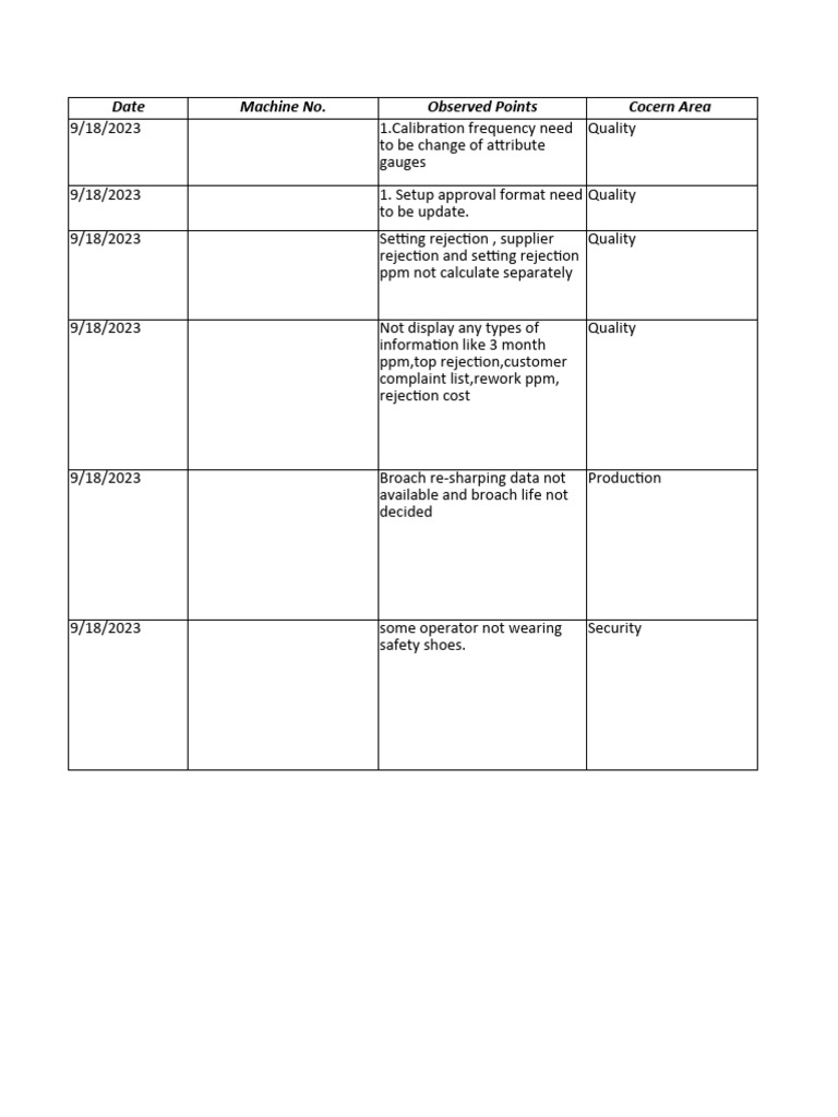 Daily Line Audit | PDF
