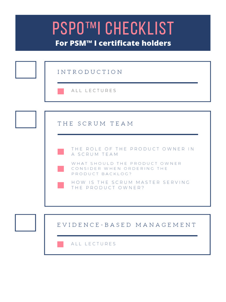 PSPO Checklist For PSM Holders | PDF