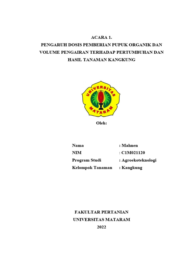 Laporan Acara 1 FISTUM KANGKUNG | PDF