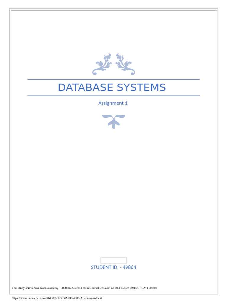 MITS4003 Arleen Kaur | PDF | Databases | Relational Database