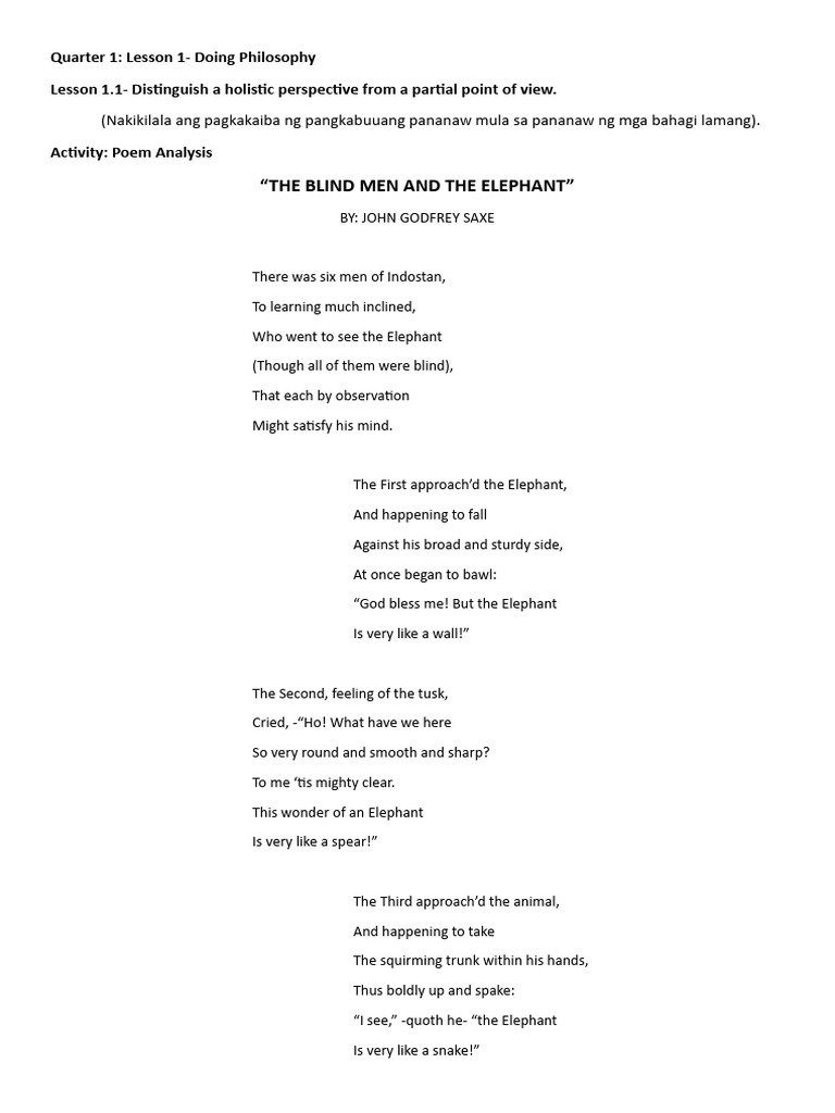 BLIND MEN AND THE ELEPHANT | PDF | Truth