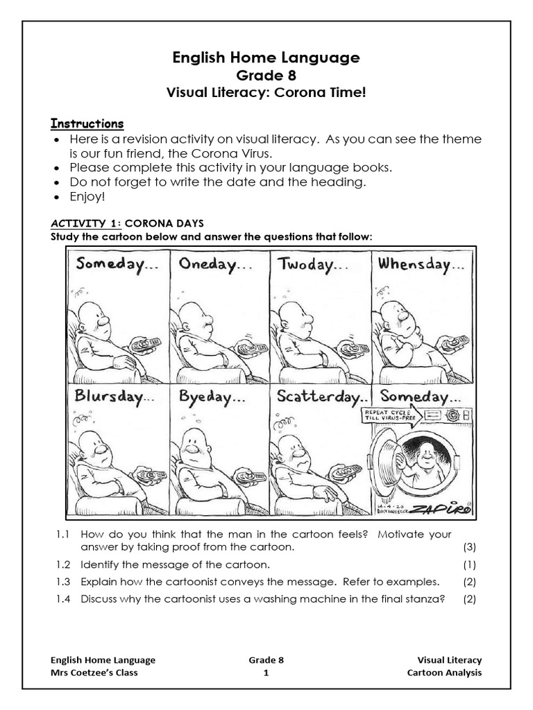 Grade 8 Visual Literacy: Cartoon Analysis | PDF | General Fiction