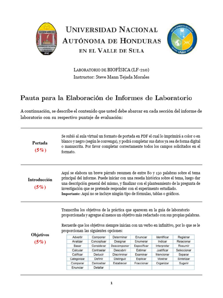 Pauta para La Elaboración de Informes de Laboratorio LF-210 III PAC 23 | PDF