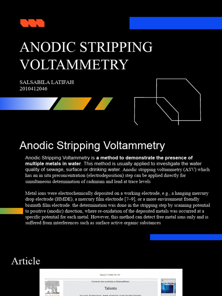 Anodic Stripping Voltammetry: Salsabila Latifah 2010412046 | PDF | Lead | Physical Chemistry