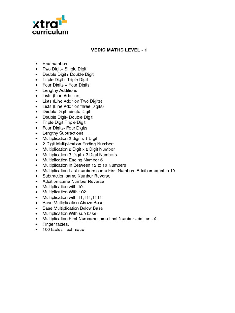 Vedic Maths Syllabus | PDF | Algebra | Factorization