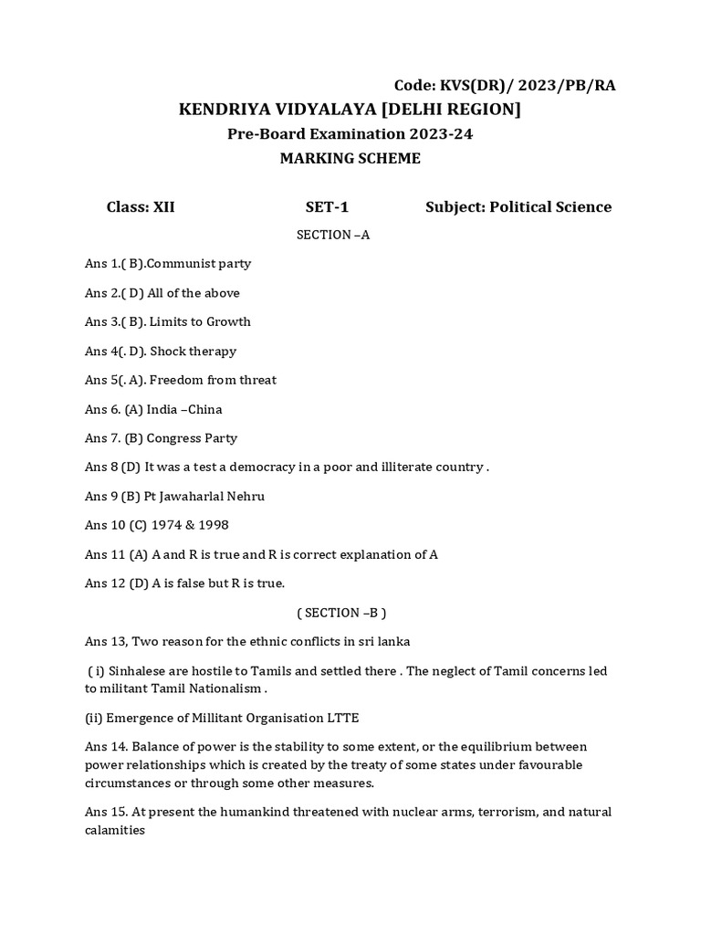 MS - Pol Science - PB - Xii - Set1 | PDF