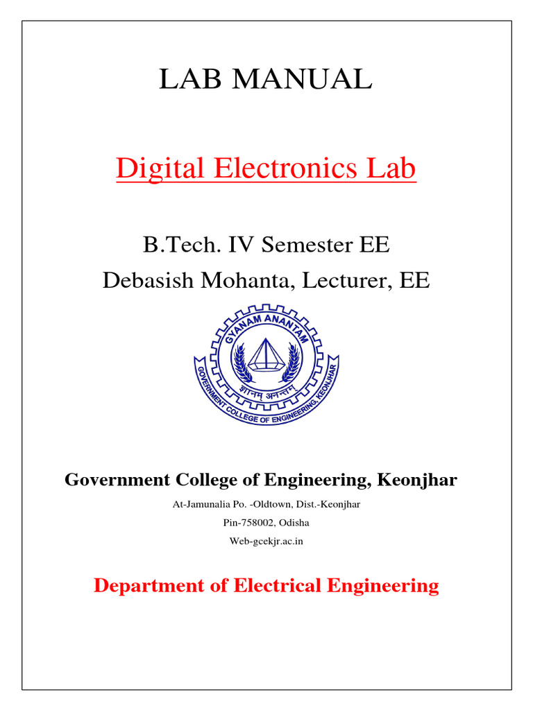 Digital Electronics Lab Manual | PDF | Logic Gate | Electronic Circuits