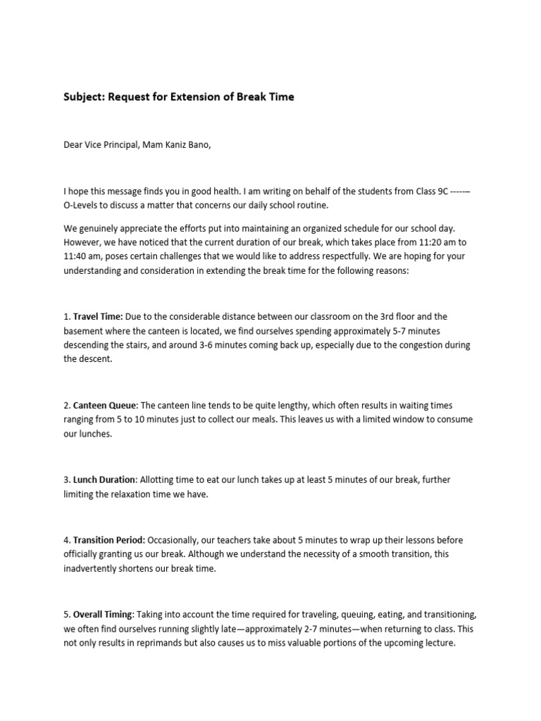 Extension of Break Time | PDF