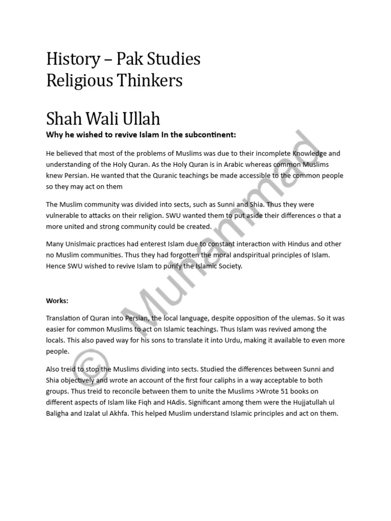 PakStudies - History Notes | PDF | Urdu | British Raj