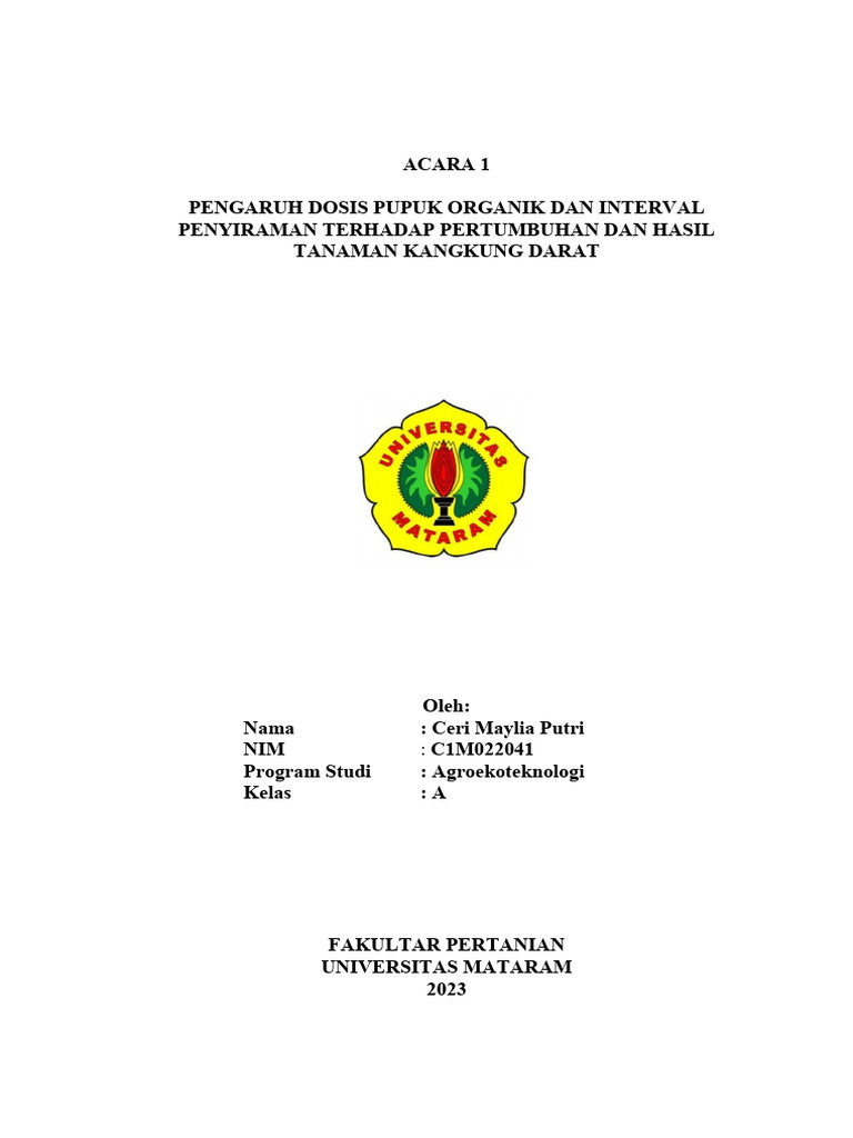 Laporan Fistum Acara 1 Ceri | PDF