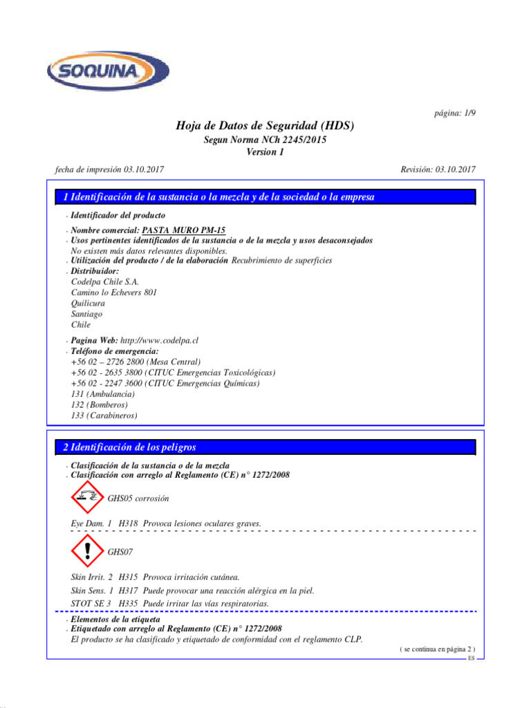 Hds Pasta Muro | PDF | Química | Ciencias fisicas
