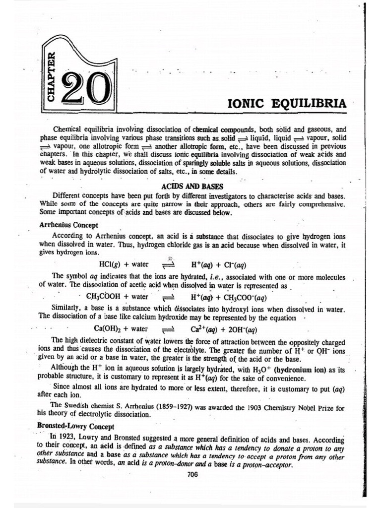 Acid Bases and Ionic Equilibrium | PDF