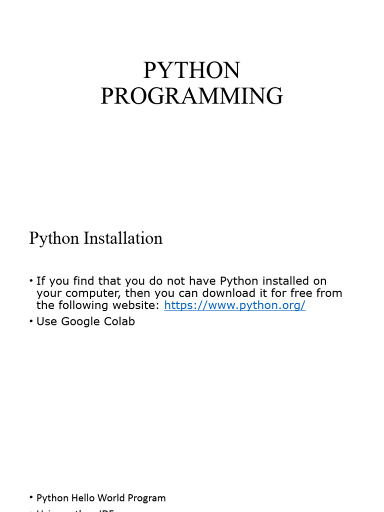 Python Programming | PDF | Data Type | Python (Programming Language)
