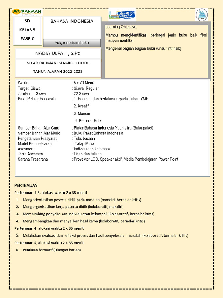 Modul Ajar Bindo Grade 5 | PDF | Karier & Perkembangan