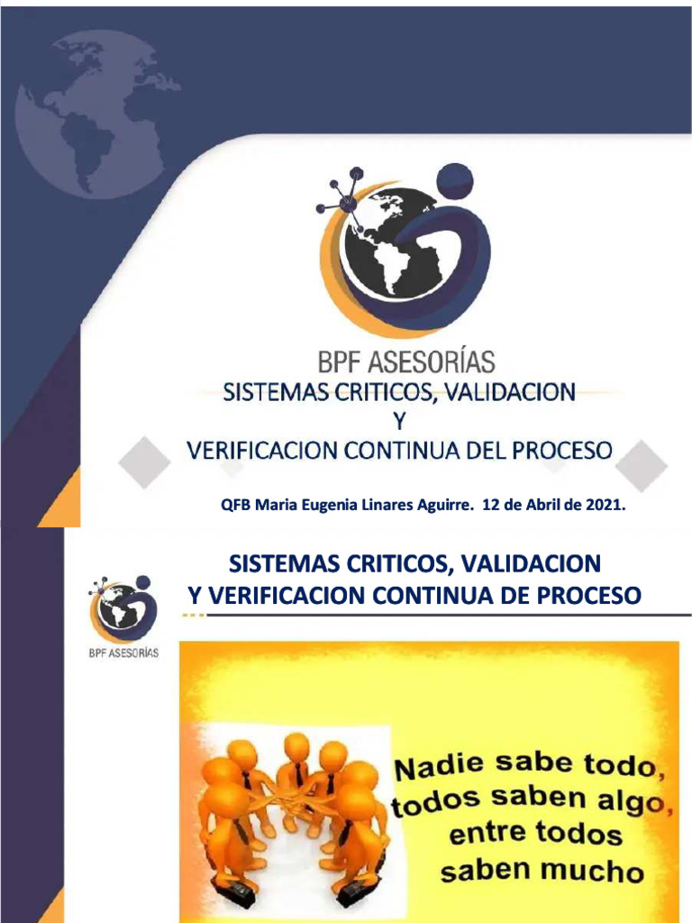 PDF Sistemas Criticos Validacion y Verificacion Continua Del Proceso ...