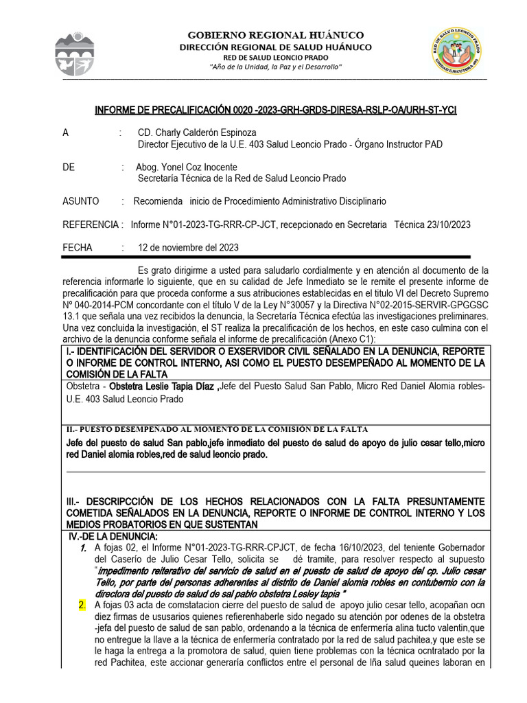 Informe De PrecalificaciÓn Pad San Pablo Pdf Discriminación