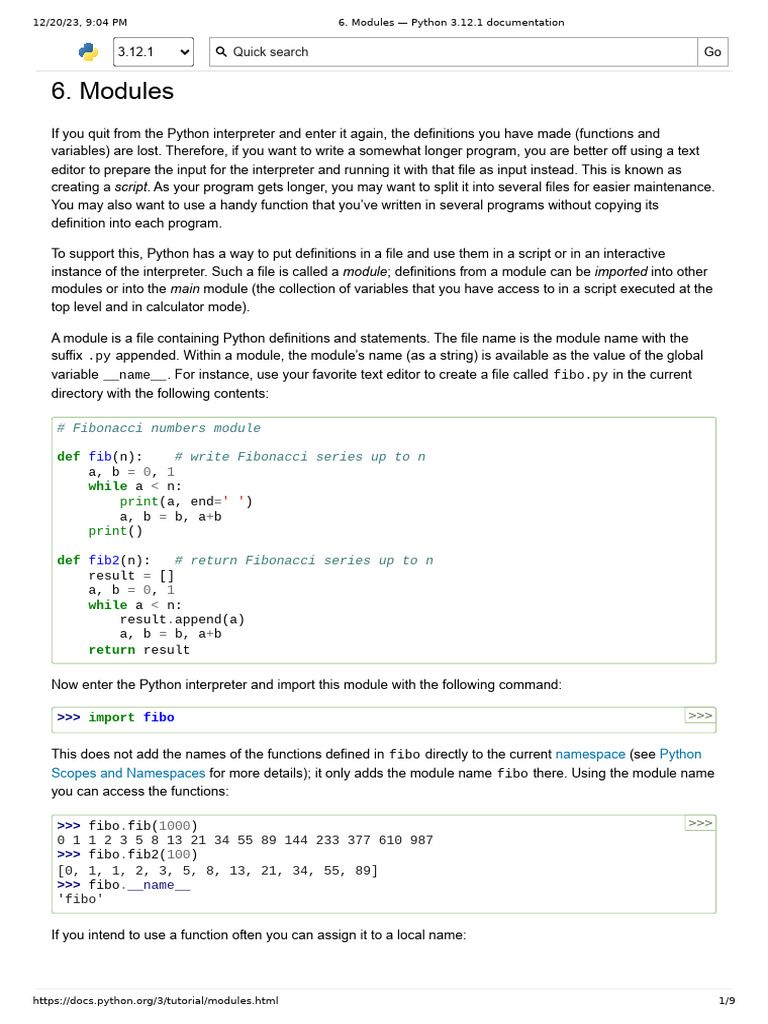 Modules - Python 3.12 | PDF | Library (Computing) | Python (Programming ... Modules - Python 3.12 | PDF | Library (Computing) | Python (Programming ...