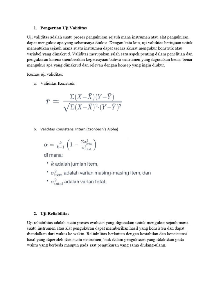 Pengertian Uji Validitas | PDF
