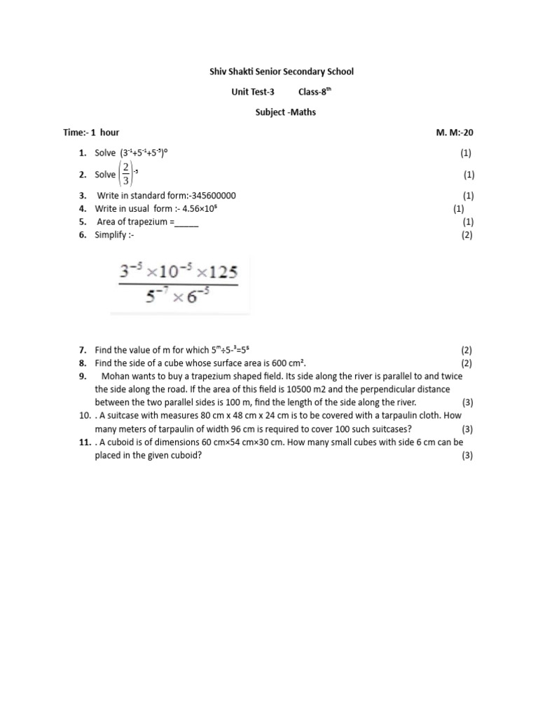 Ut 3 Maths Clss 8 | PDF