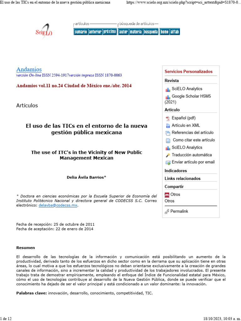 El Uso de Las TICs en El Entorno de La Nueva Gestión Pública Mexicana | PDF | Gobierno E ...