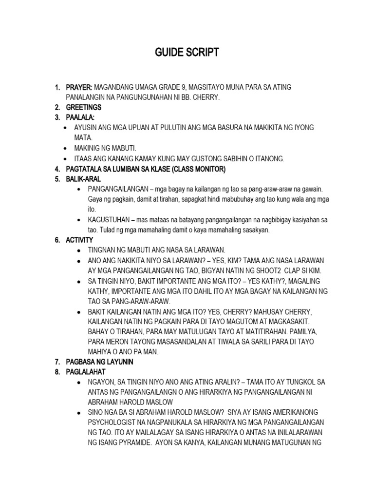 Guide Script | PDF