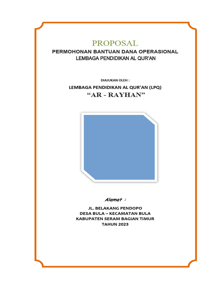 Contoh Proposal TPQ Yang Baik | PDF