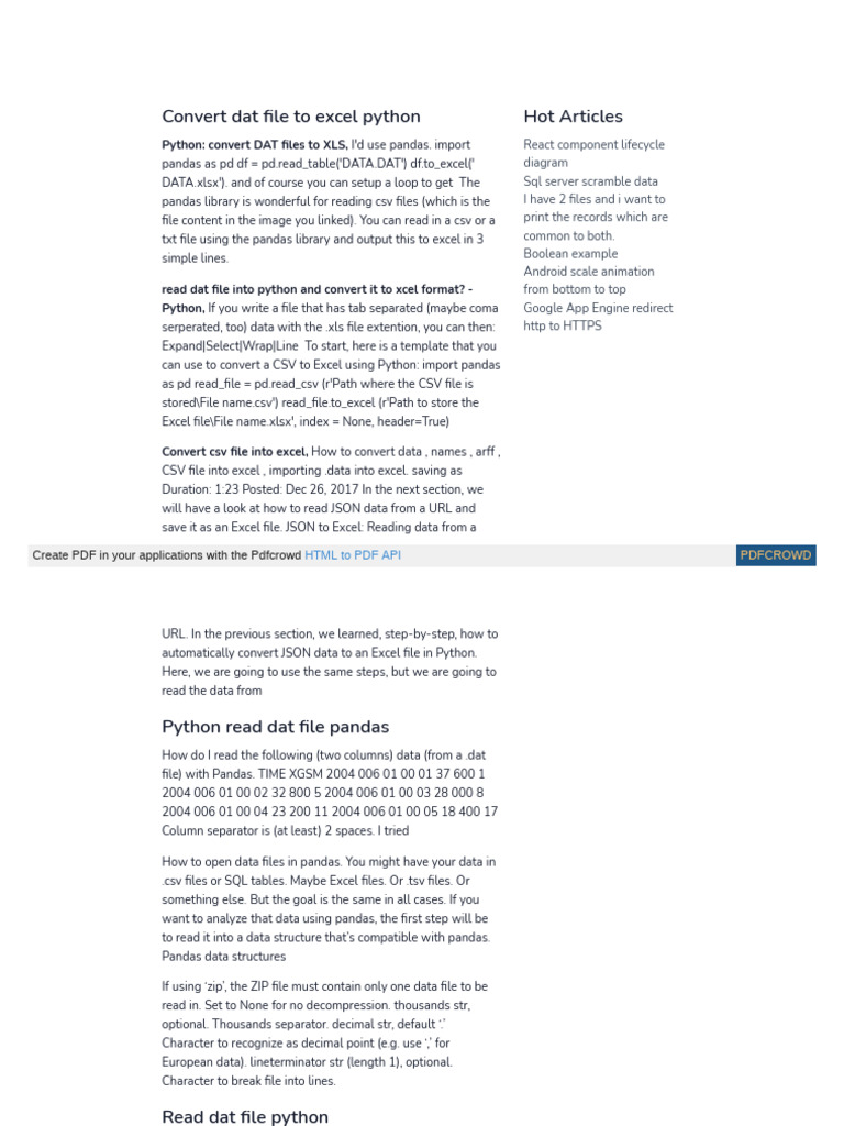 Convert DAT to Excel Using Python | PDF | Computers