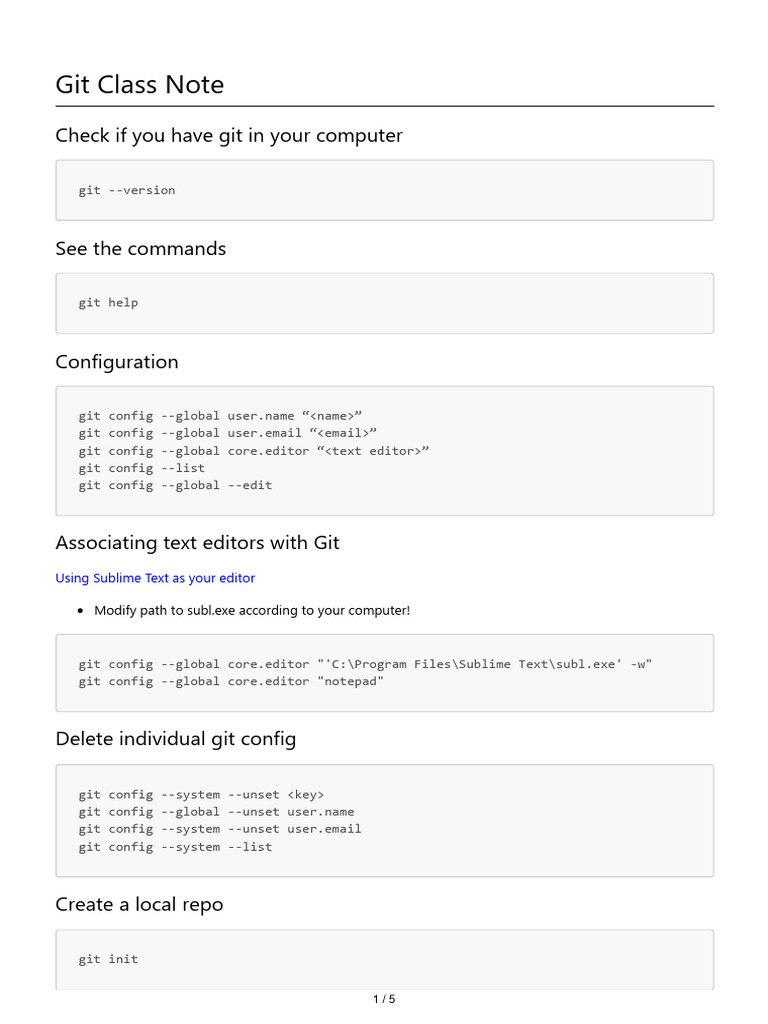 Git Class Note Pdf Computing Computer Science 