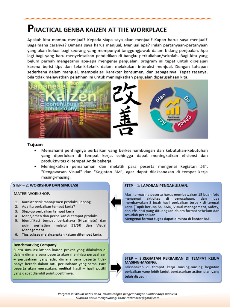 BROCHURE WORKSHOP PRACTICAL GENBA KAIZEN AT THE WORKPLACE | PDF