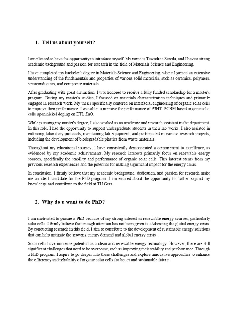 PHD Interview Questions | Download Free PDF | Goal | Sustainability