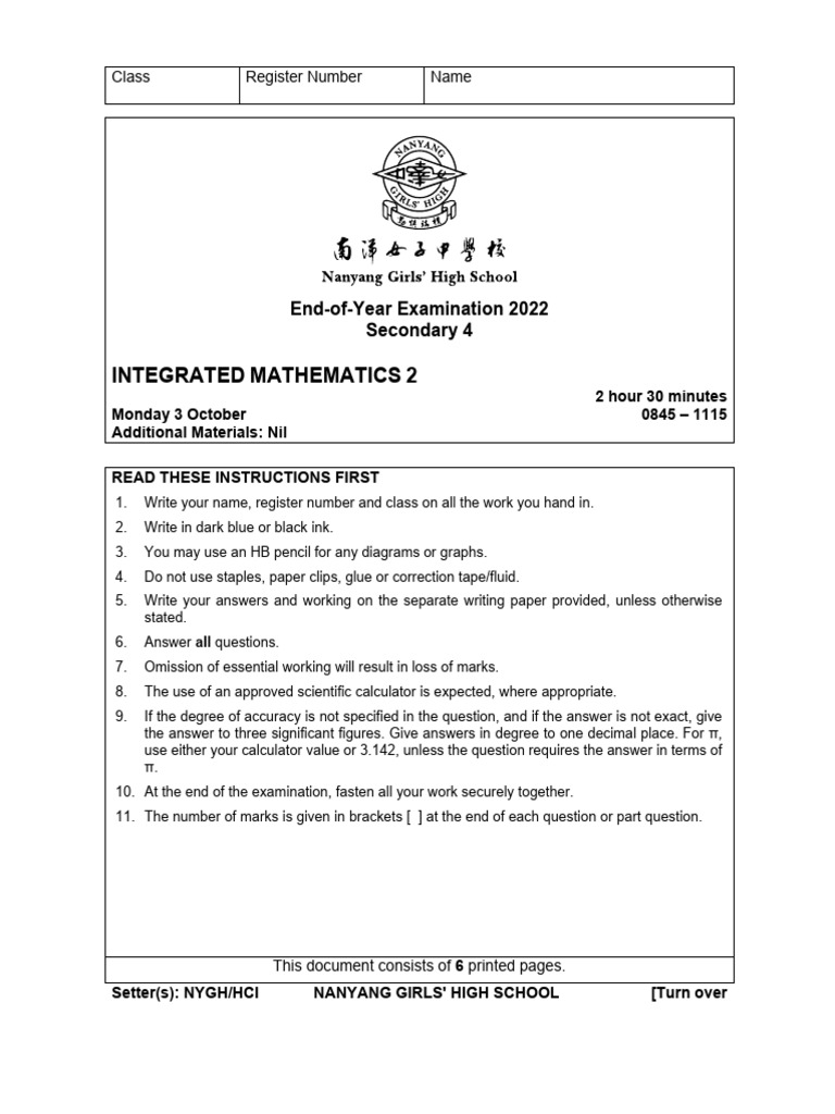 NYGH 2022-S4EOY-IM2 With Answer | PDF | Caffeine | Watt