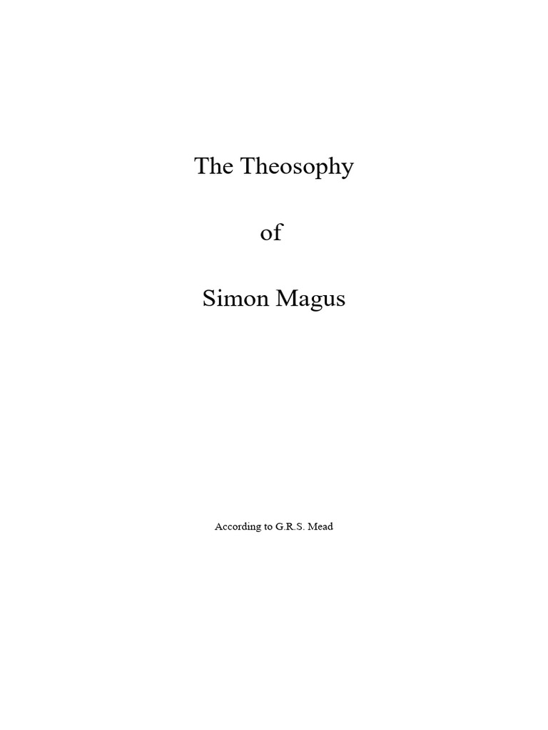 Theosophy of Simon Magus Explained | PDF | Soul | Nous