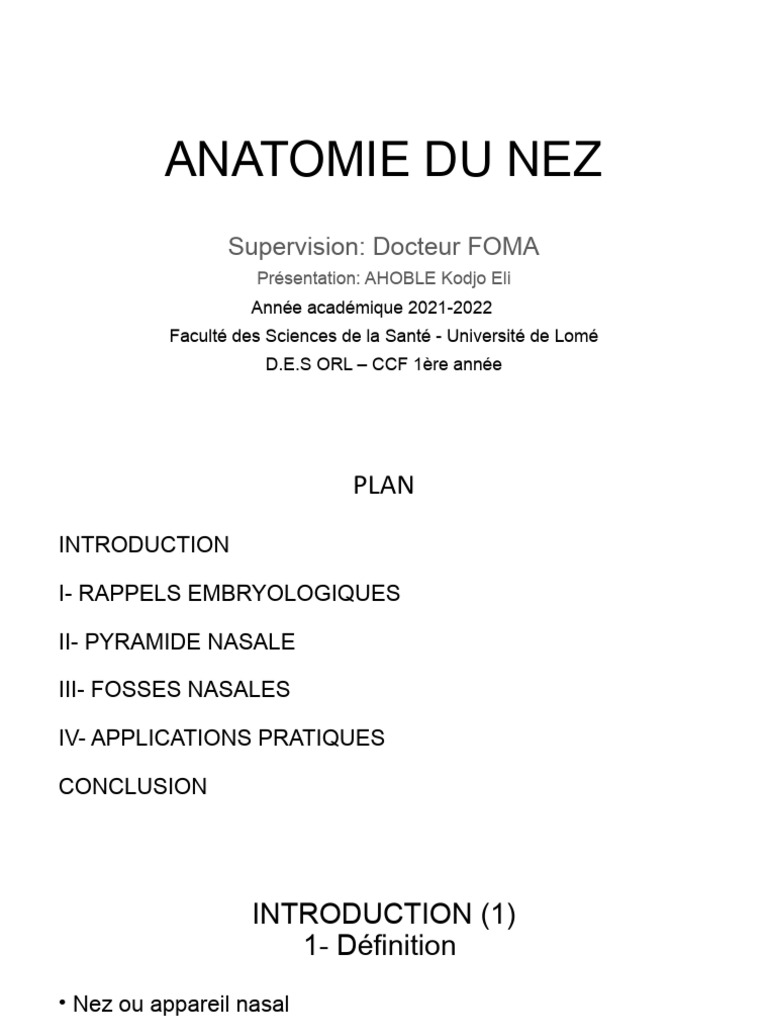 8 - Anatomie Du Nez | PDF | Système squelettique | Morphologie (Biologie)