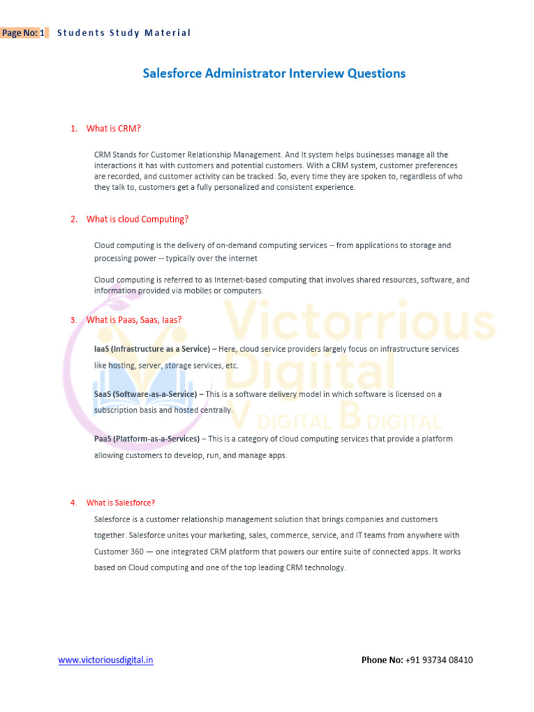 Salesforce Admin Study Material | PDF | Software As A Service | Cloud ...